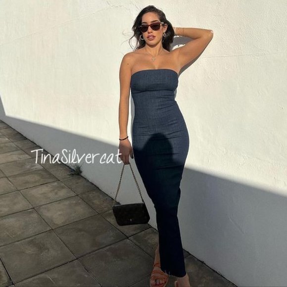 Zara | Dresses | Bloggers Fave Zara Fitted Zw Denim Dress Nwt | Poshmark